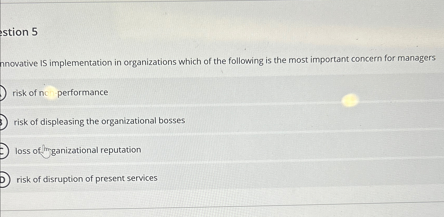 Solved stion 5nnovative IS implementation in organizations | Chegg.com