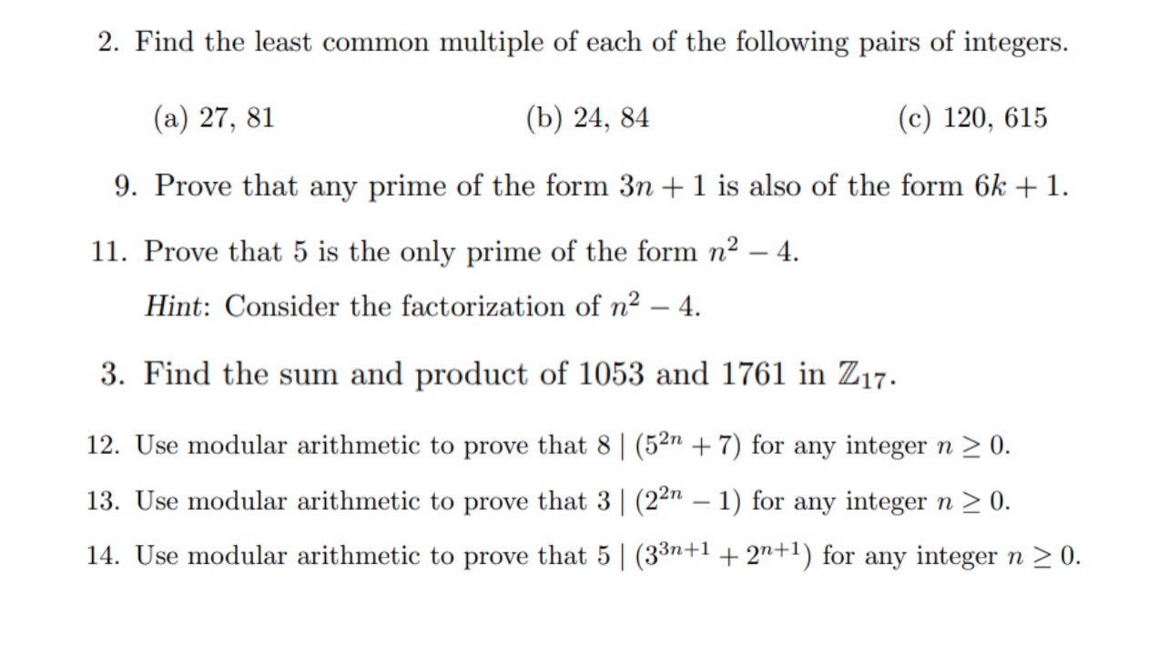 Find the least common multiple of each of the | Chegg.com