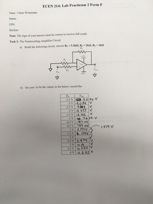 Solved ECEN 214: Lab Practicum 2 Form F Time: 1 hour 50 | Chegg.com