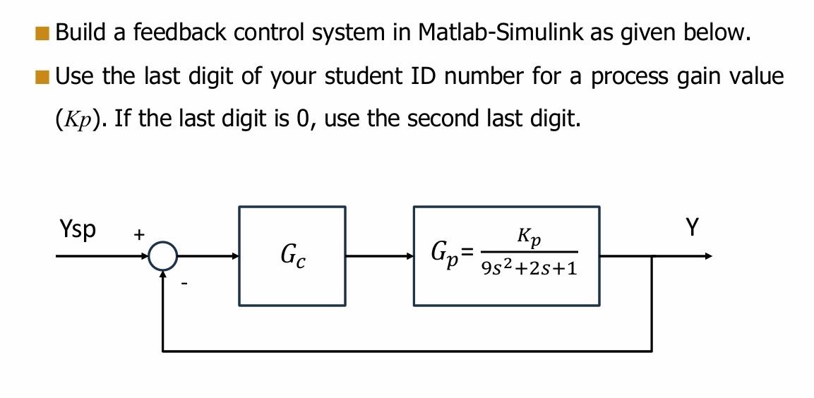 Solved Build a feedback control system in Matlab-Simulink as | Chegg.com