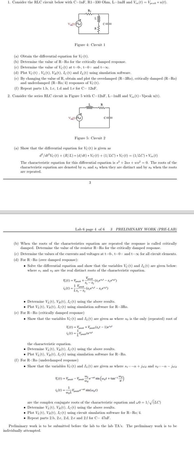 Solved Consider the RLC circuit below with | Chegg.com