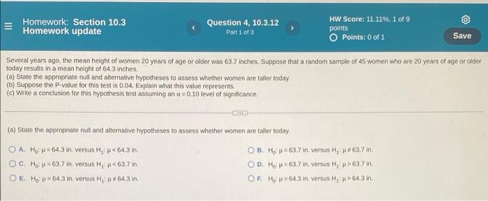 Solved Homework Section 10 3 Homework Update Question 4