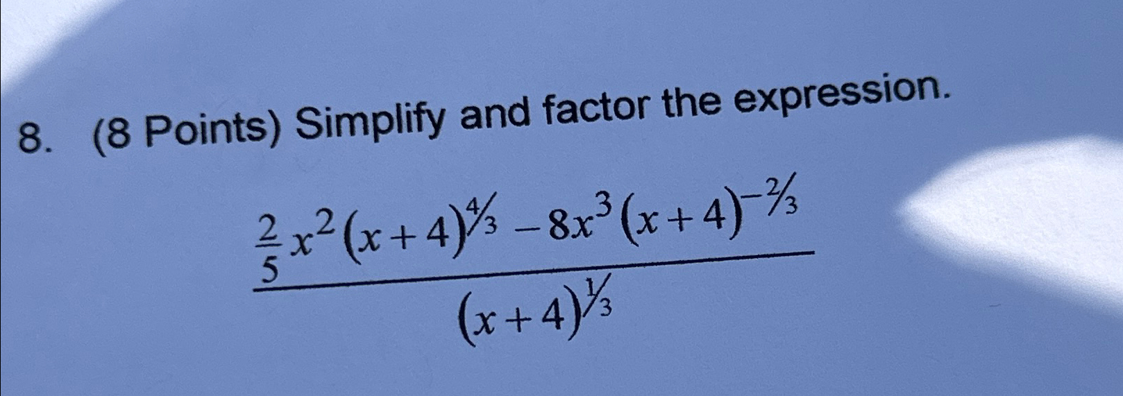 Solved (8 ﻿Points) ﻿Simplify and factor the | Chegg.com