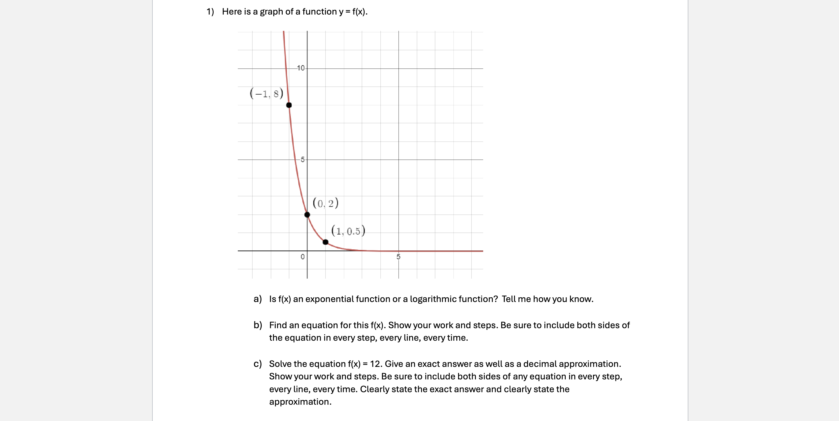 Solved Here Is A Graph Of A Function Y F X A is F X an