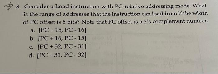 Solved 8. Consider a Load instruction with PC-relative | Chegg.com