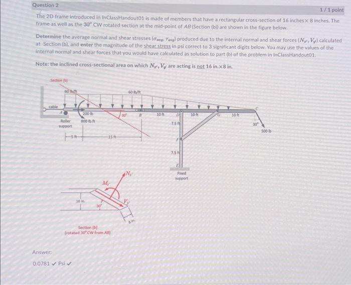 Solved The 2D frame introduced in InClassHandout01 is made | Chegg.com