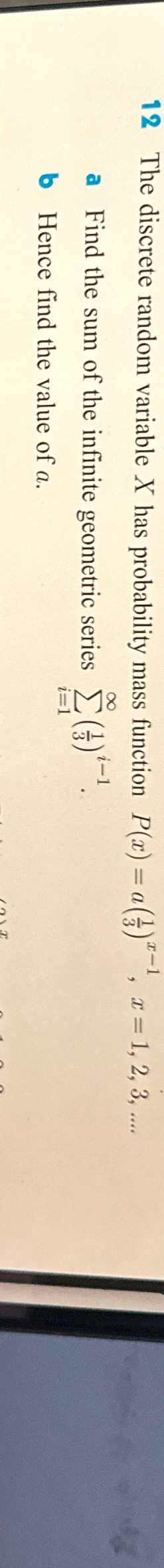 Solved 12 ﻿The discrete random variable x ﻿has probability | Chegg.com