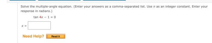 Solved Solve the multiple-angle equation. (Enter your | Chegg.com