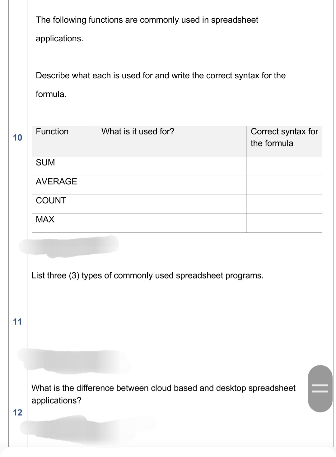 Solved The following functions are commonly used in | Chegg.com