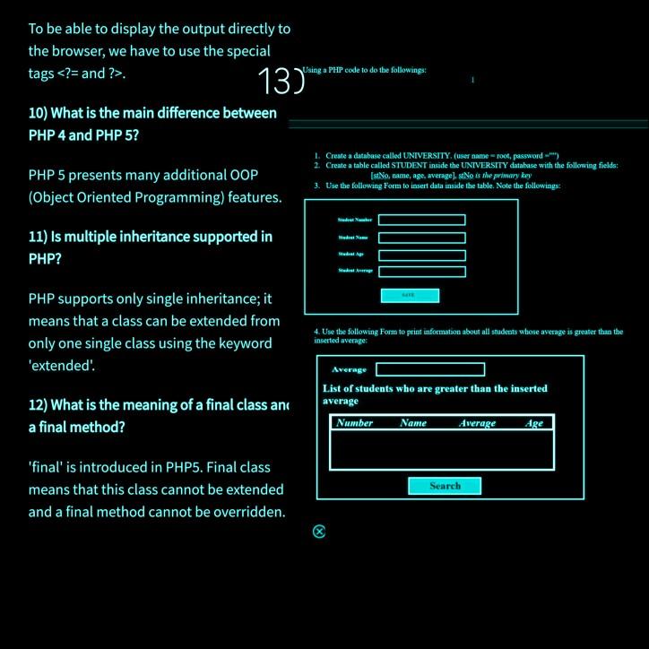 Solved Using a PHP code to do the following: To be able to | Chegg.com