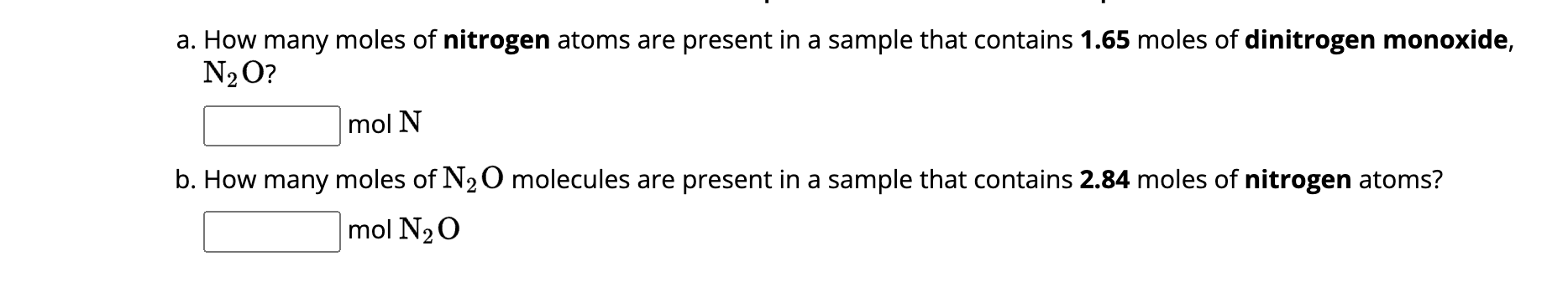 a. ﻿How many moles of nitrogen atoms are present in a | Chegg.com