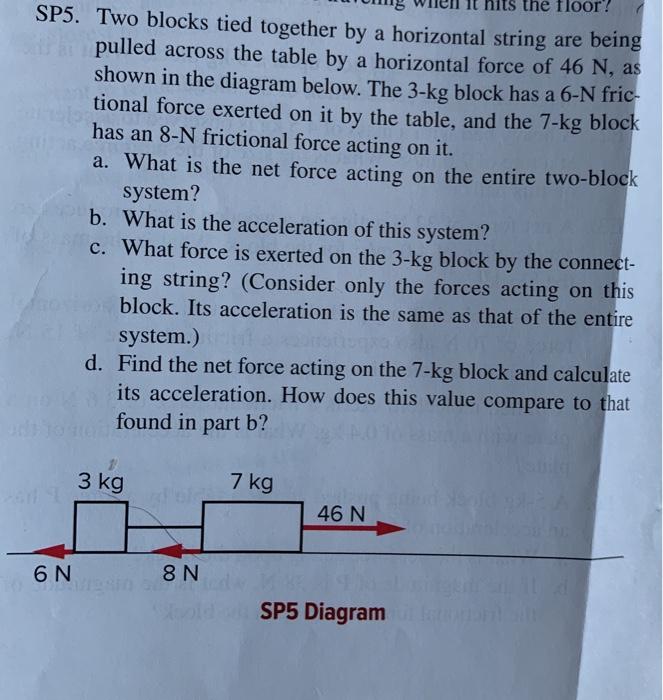 Solved the floor! SP5. Two blocks tied together by a | Chegg.com
