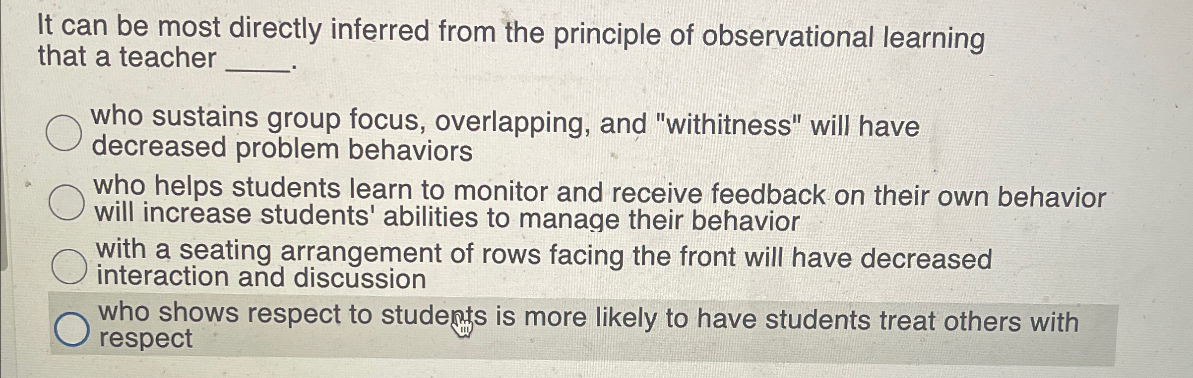 Solved It can be most directly inferred from the principle | Chegg.com