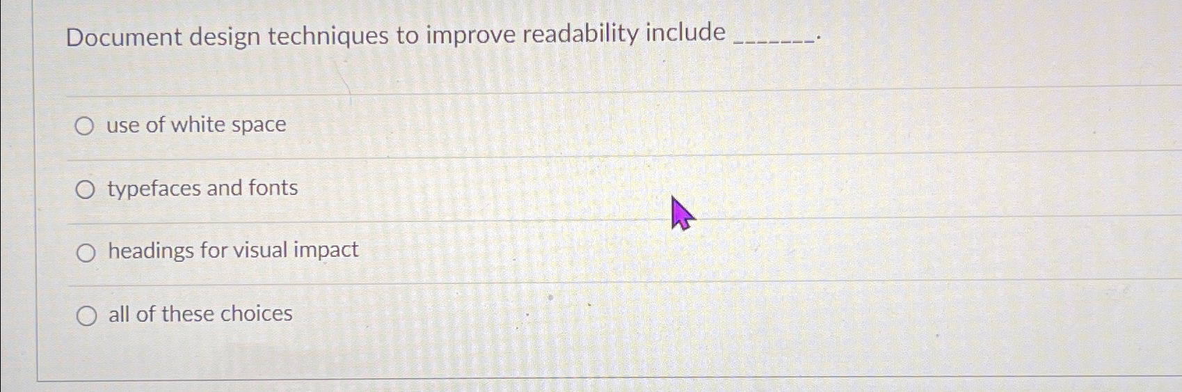 Solved Document design techniques to improve readability | Chegg.com