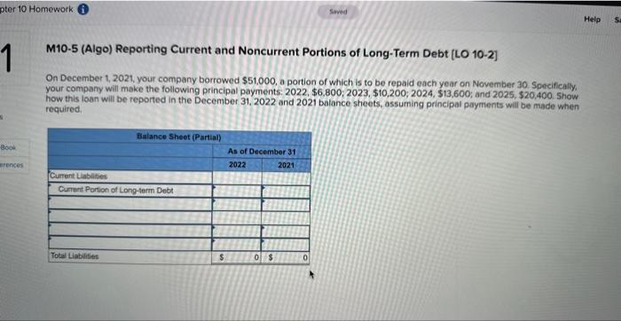 Solved M10-5 (Algo) Reporting Current and Noncurrent | Chegg.com