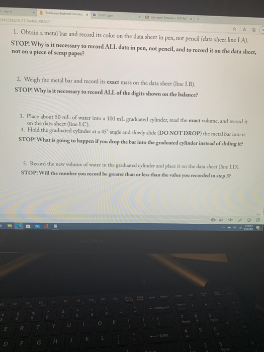 experiment is physical property of matter density | Chegg.com