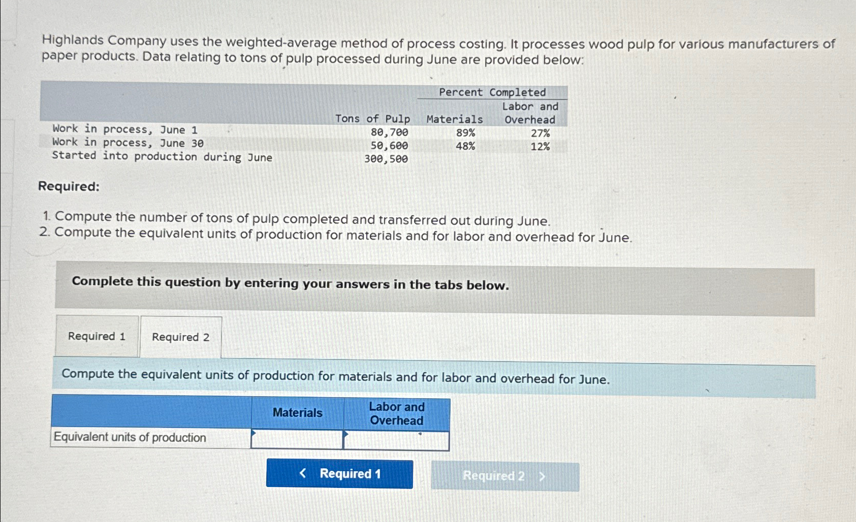 Solved Highlands Company uses the weighted-average method of | Chegg.com
