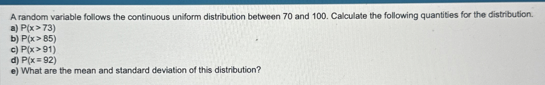 Solved A random variable follows the continuous uniform | Chegg.com