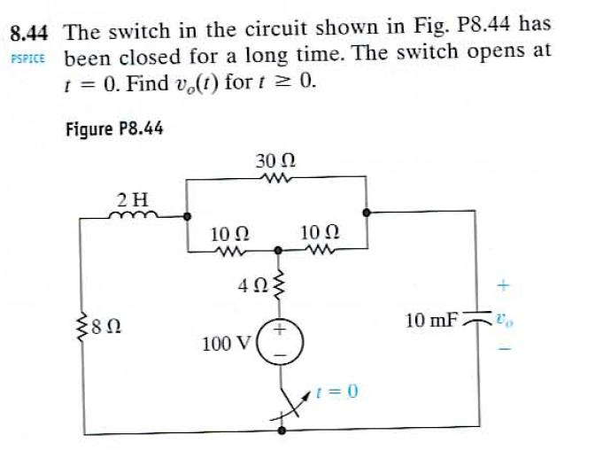 Solved The switch in the circuit shown in Fig. P8.44 has | Chegg.com