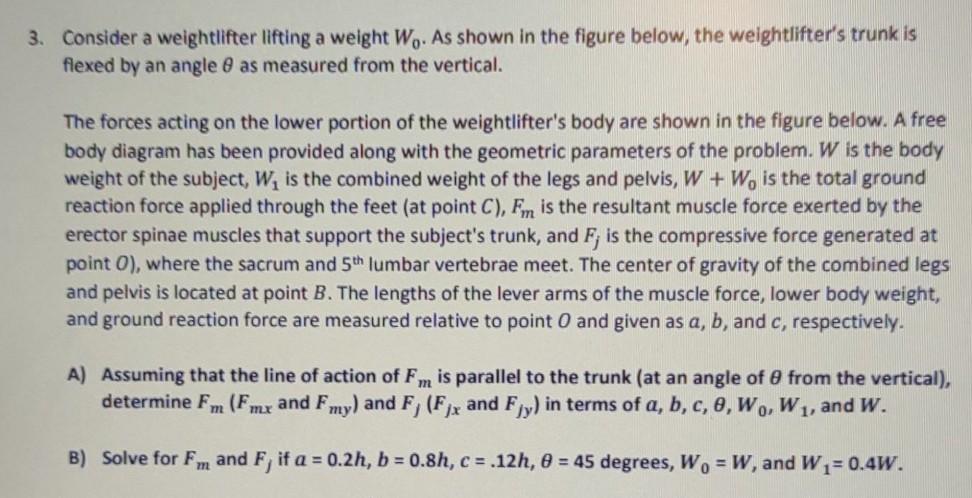 Solved 3. Consider a weightlifter lifting a weight W. As | Chegg.com