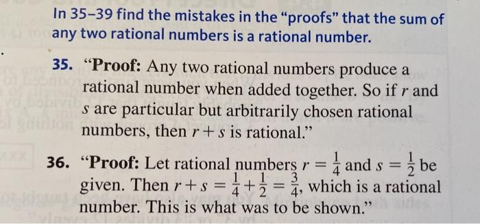 Solved In 35-39 find the mistakes in the “proofs" that the | Chegg.com