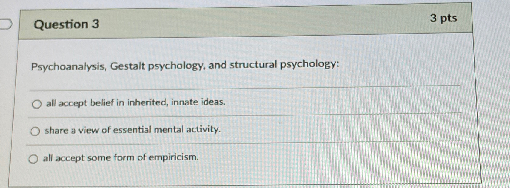 Solved Question 33 ﻿ptsPsychoanalysis, Gestalt psychology, | Chegg.com