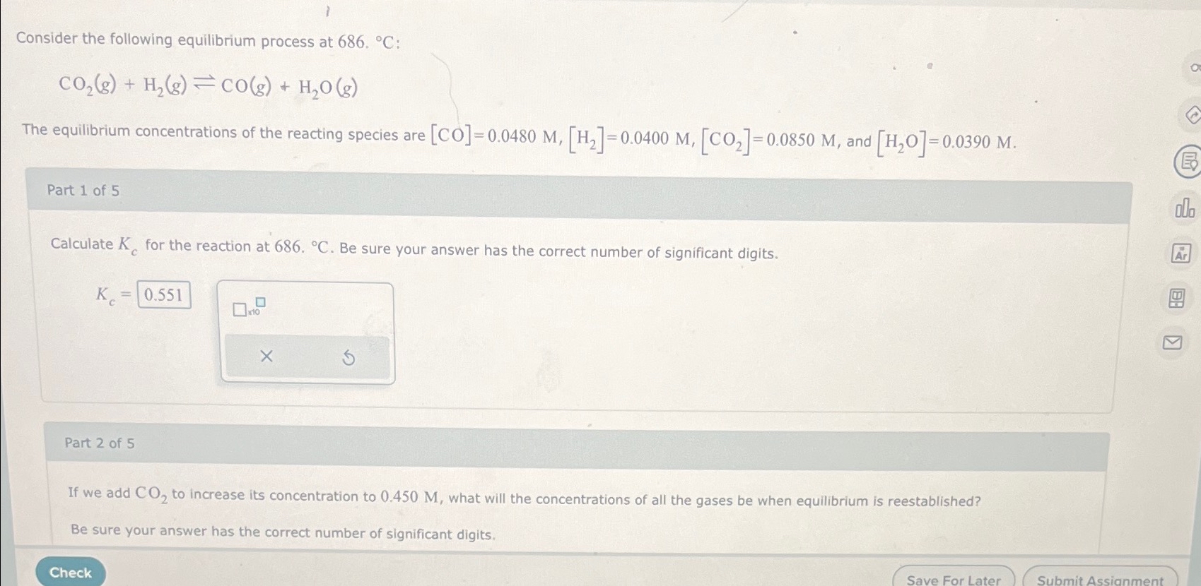 Solved Consider the following equilibrium process at 686.°C | Chegg.com