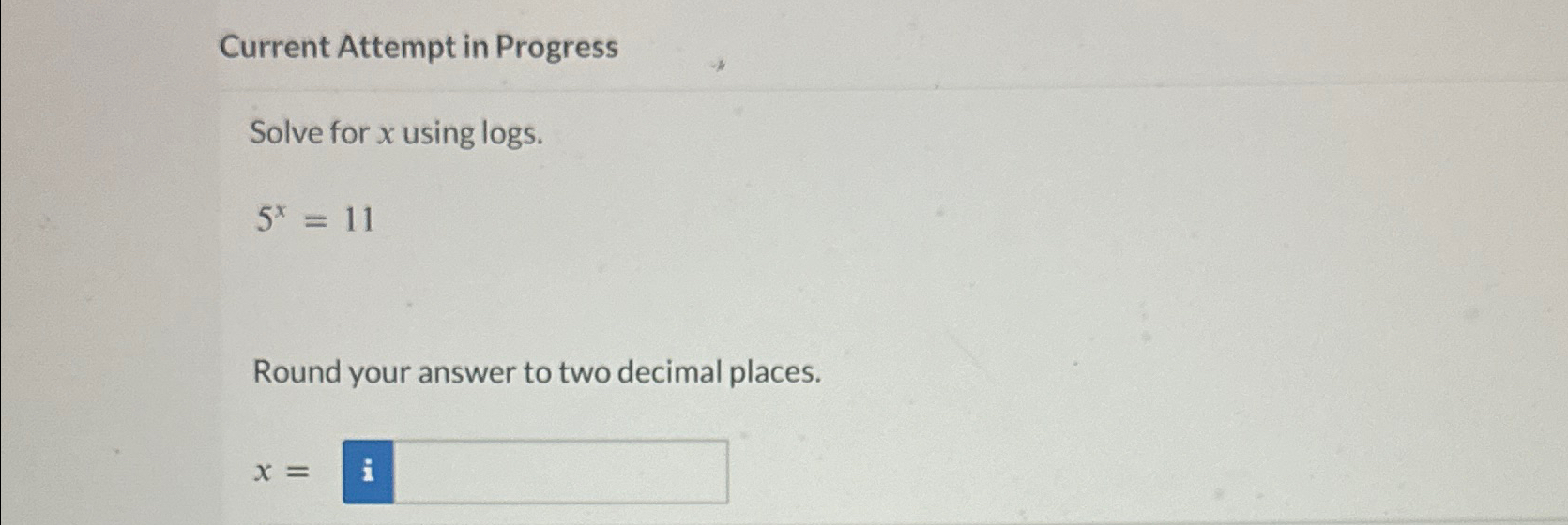 Solved Current Attempt in ProgressSolve for x ﻿using | Chegg.com