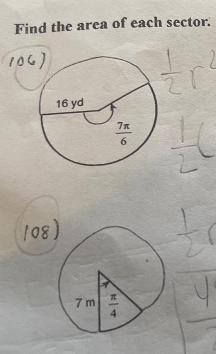 Solved Find the area of each sector. | Chegg.com