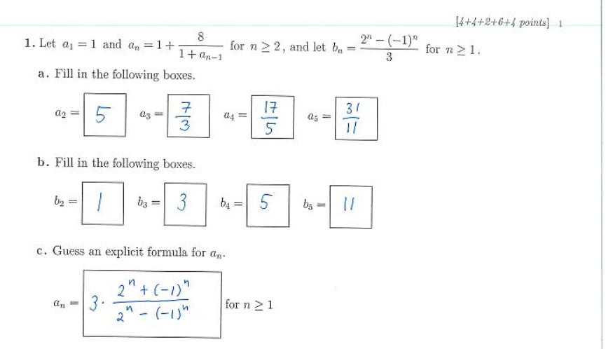 Solved Let a1=1 ﻿and an=1+81+an-1 ﻿for n≥2, ﻿and let | Chegg.com