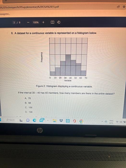 Solved 6. A dataset for a continuous variable is represented | Chegg.com