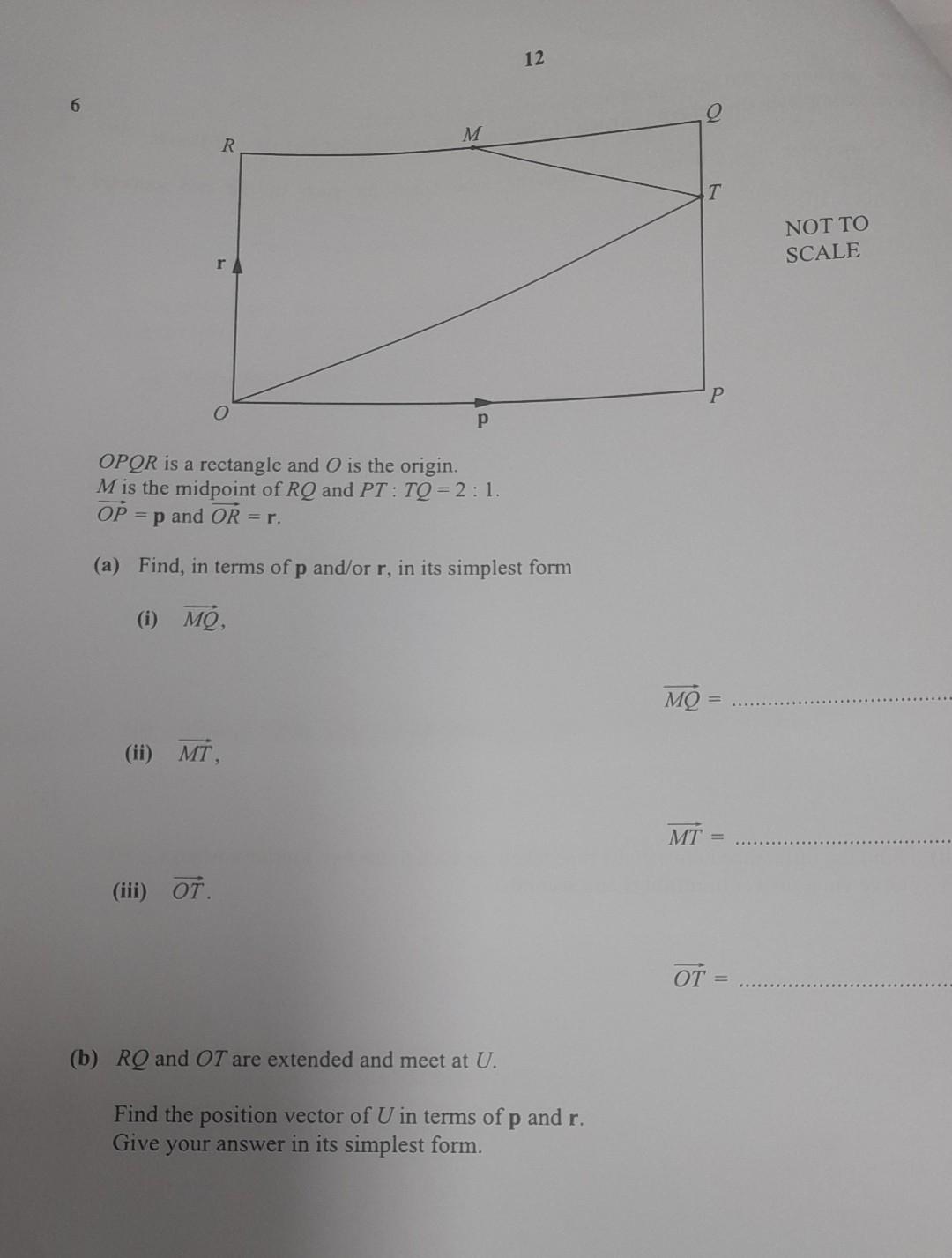 Solved 12 6 OPQR is a rectangle and O is the origin. M is | Chegg.com