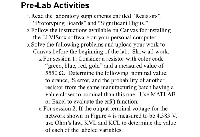 Solved Pre-Lab Activities 1. Read the laboratory supplements | Chegg.com