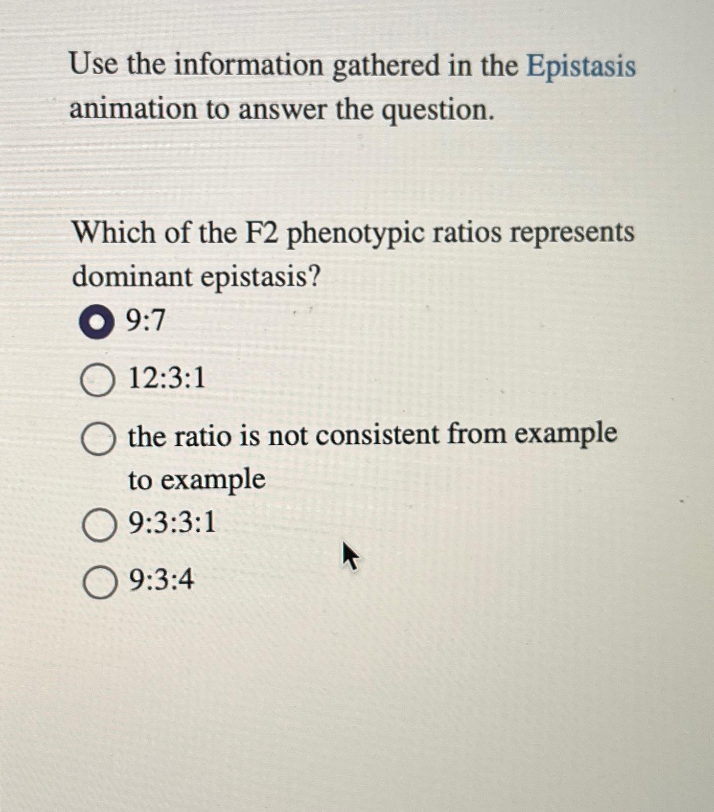 Solved Use the information gathered in the Epistasis | Chegg.com