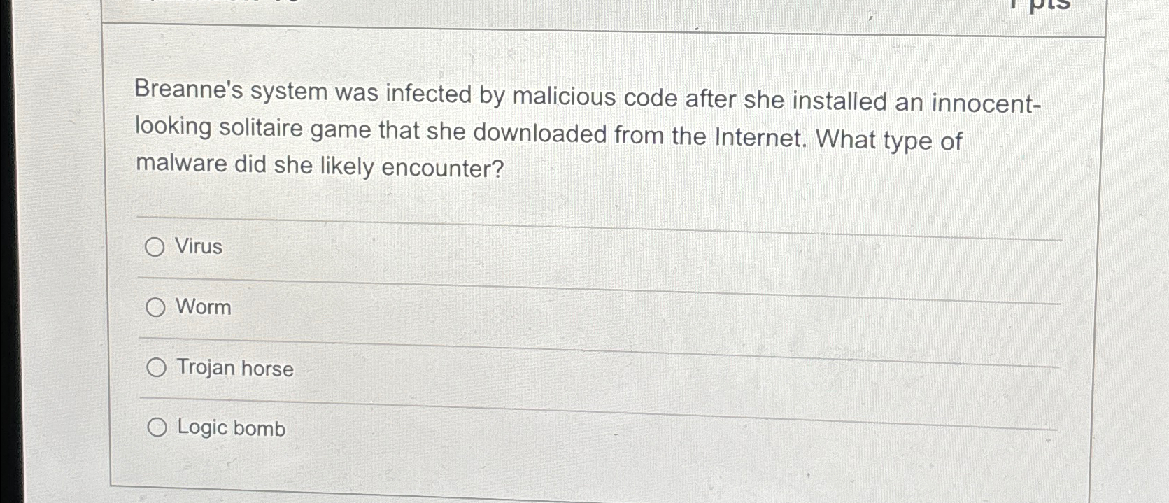 Solved Breanne's system was infected by malicious code after | Chegg.com