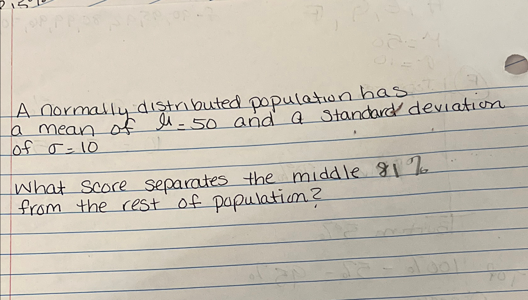 Solved A normally distributed population has a mean of μ=50 | Chegg.com