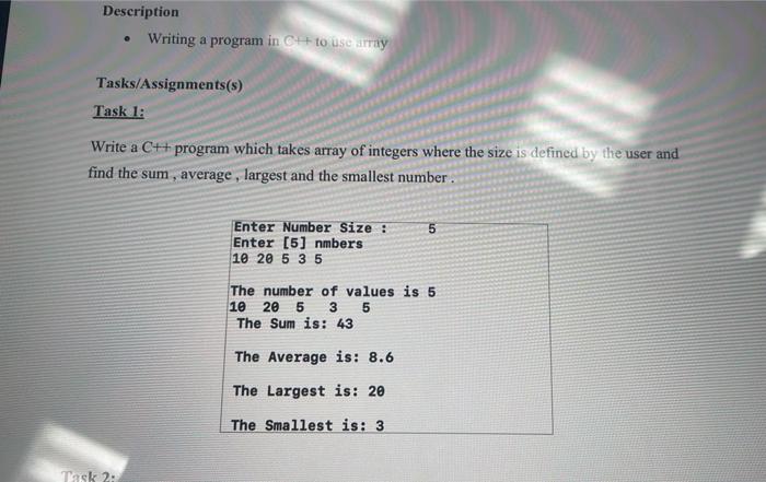 Solved Description - Writing a program in C+ to use airay | Chegg.com