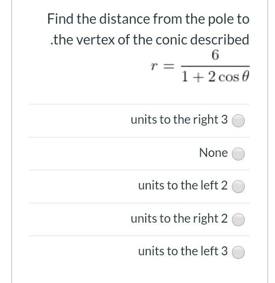 Solved Find the distance from the pole to the vertex of the | Chegg.com