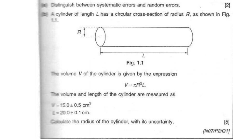 Solved Distinguish between systematic errors and random | Chegg.com