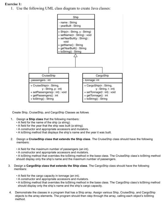 Solved Exercise 1:((better to check the photo))Use the | Chegg.com