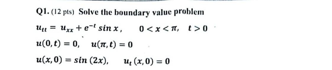 Solved Q1. (12 pts) Solve the boundary value problem | Chegg.com