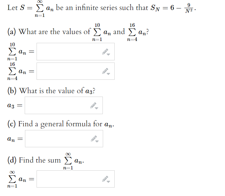 Solved Let S=∑n=1∞an ﻿be an infinite series such that | Chegg.com
