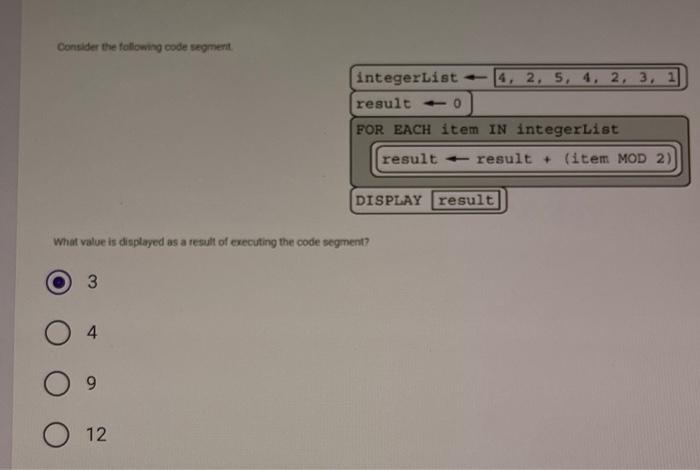 Solved Consider the following code segmesit What value is | Chegg.com