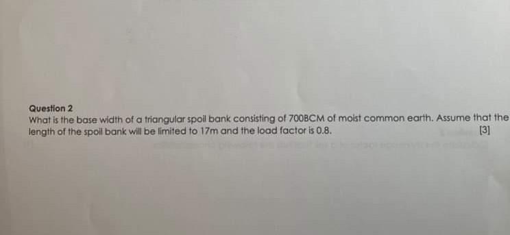 Solved Question 2 What is the base width of a triangular | Chegg.com