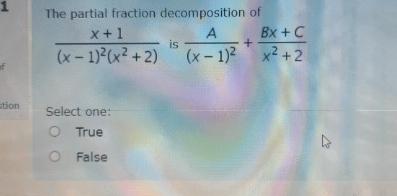Solved The partial fraction decomposition | Chegg.com