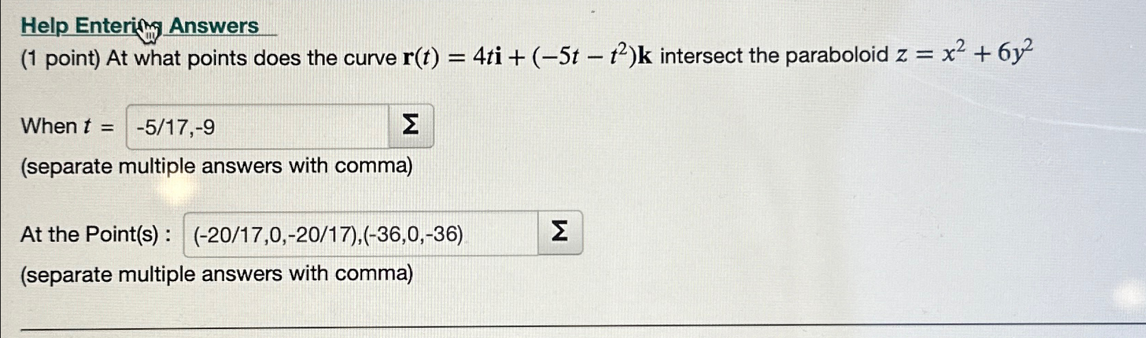 Solved Help Entering Answers(1 ﻿point) ﻿At what points does | Chegg.com