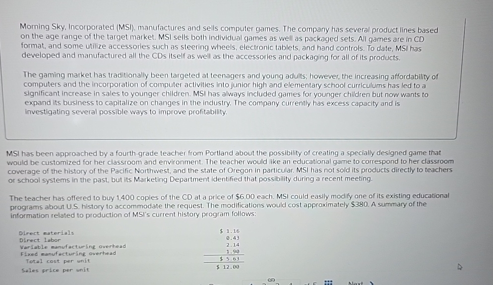 Solved 1. ﻿Compute the incremental profit or loss from | Chegg.com