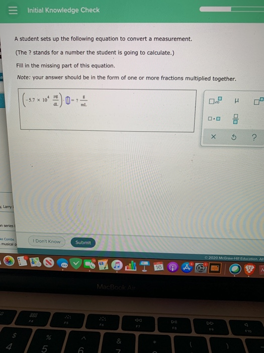 Solved E Initial Knowledge Check A student sets up the | Chegg.com