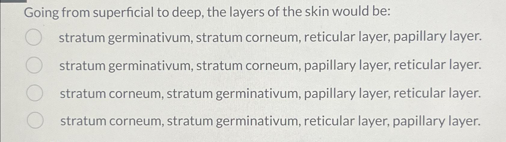 Solved Going from superficial to deep, the layers of the | Chegg.com