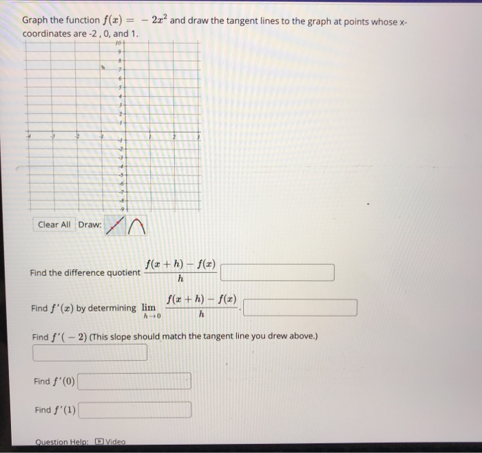 Solved Graph the function f(x) = - 2x2 and draw the tangent | Chegg.com
